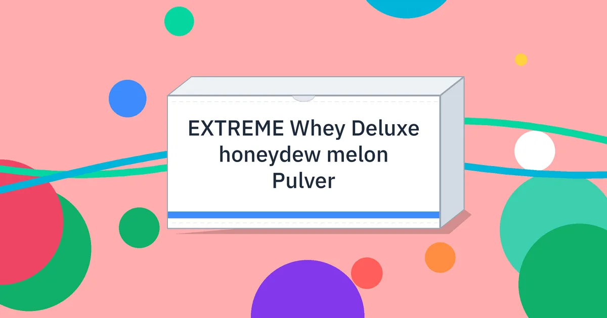 Symbolbild: Packung mit der Aufschrift EXTREME Whey Deluxe honeydew melon Pulver (PZN 10286931) – Verfügbarkeit und Bezug in Apotheken in Frankfurt am Main