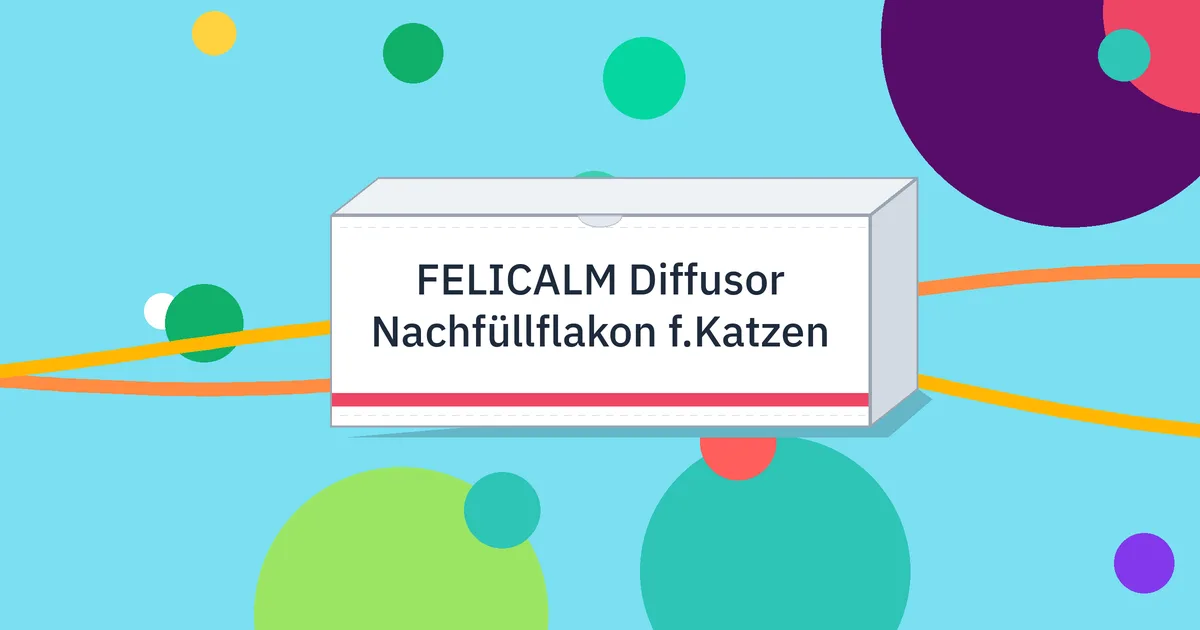 Symbolbild: Packung mit der Aufschrift FELICALM Diffusor Nachfüllflakon f.Katzen (PZN 19234491) – Verfügbarkeit und Bezug in Apotheken in Frankfurt am Main