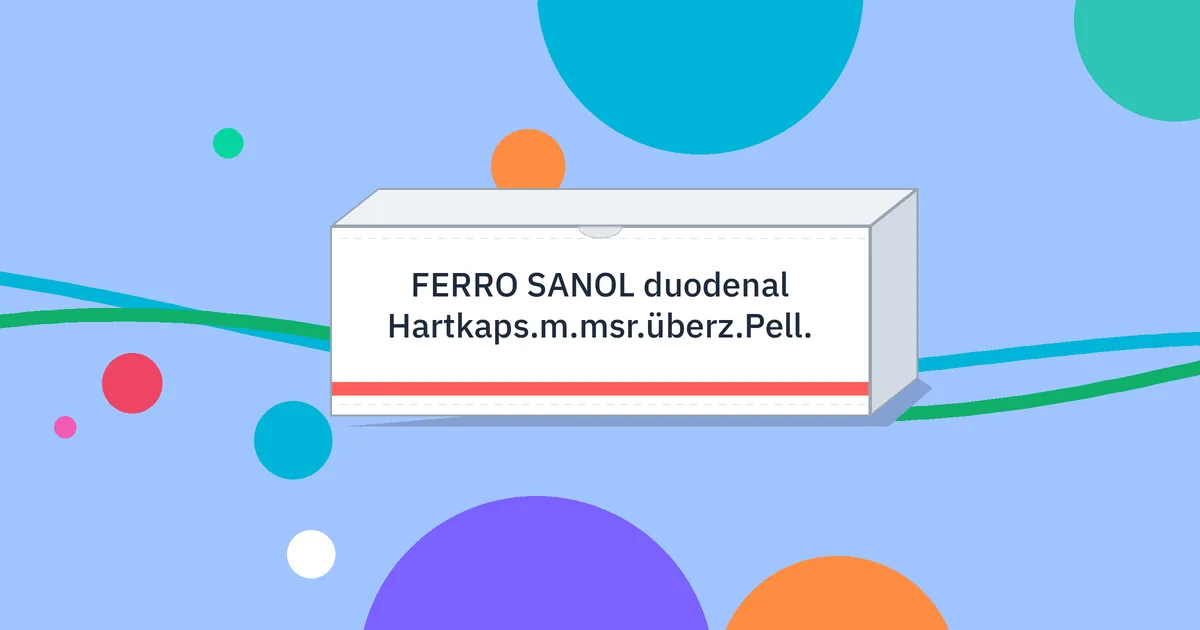 Symbolbild: Packung mit der Aufschrift FERRO SANOL duodenal Hartkaps.m.msr.überz.Pell. (PZN 02799421) – Verfügbarkeit und Bezug in Apotheken in Frankfurt am Main