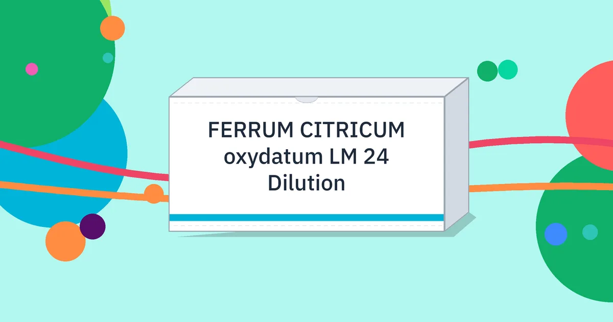 Symbolbild: Packung mit der Aufschrift FERRUM CITRICUM oxydatum LM 24 Dilution (PZN 12848586) – Verfügbarkeit und Bezug in Apotheken in Frankfurt am Main