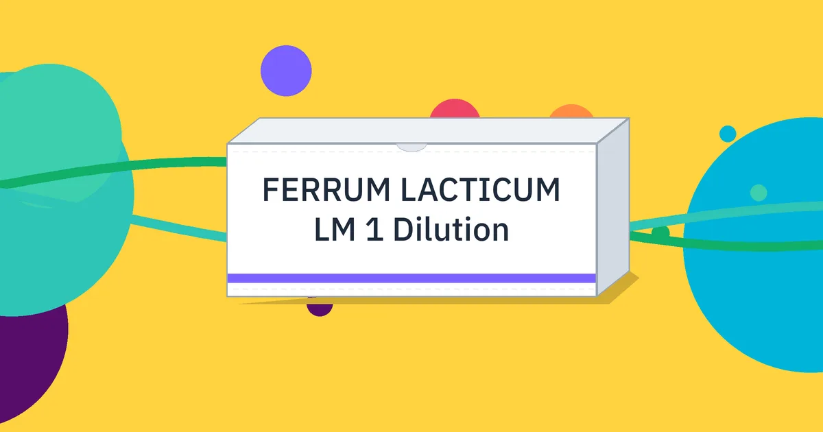 Symbolbild: Packung mit der Aufschrift FERRUM LACTICUM LM 1 Dilution (PZN 12849249) – Verfügbarkeit und Bezug in Apotheken in Frankfurt am Main