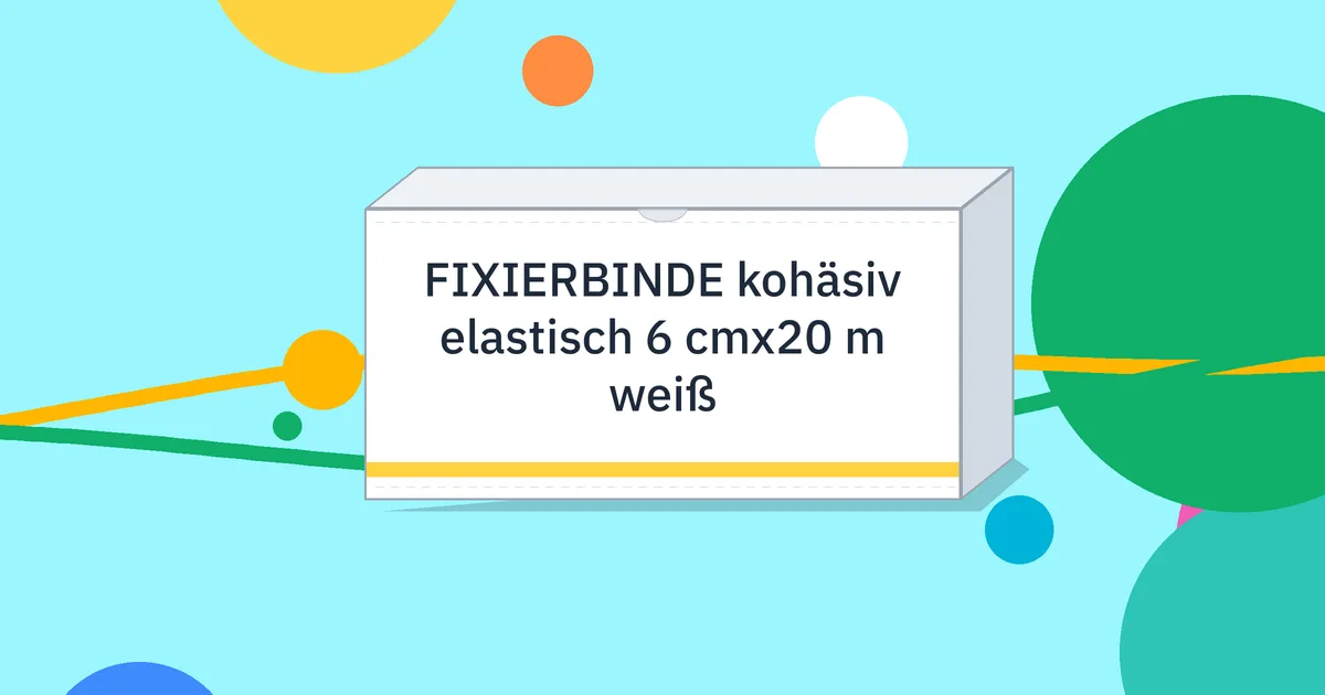 Symbolbild: Packung mit der Aufschrift FIXIERBINDE kohäsiv elastisch 6 cmx20 m weiß (PZN 10351812) – Verfügbarkeit und Bezug in Apotheken in Frankfurt am Main