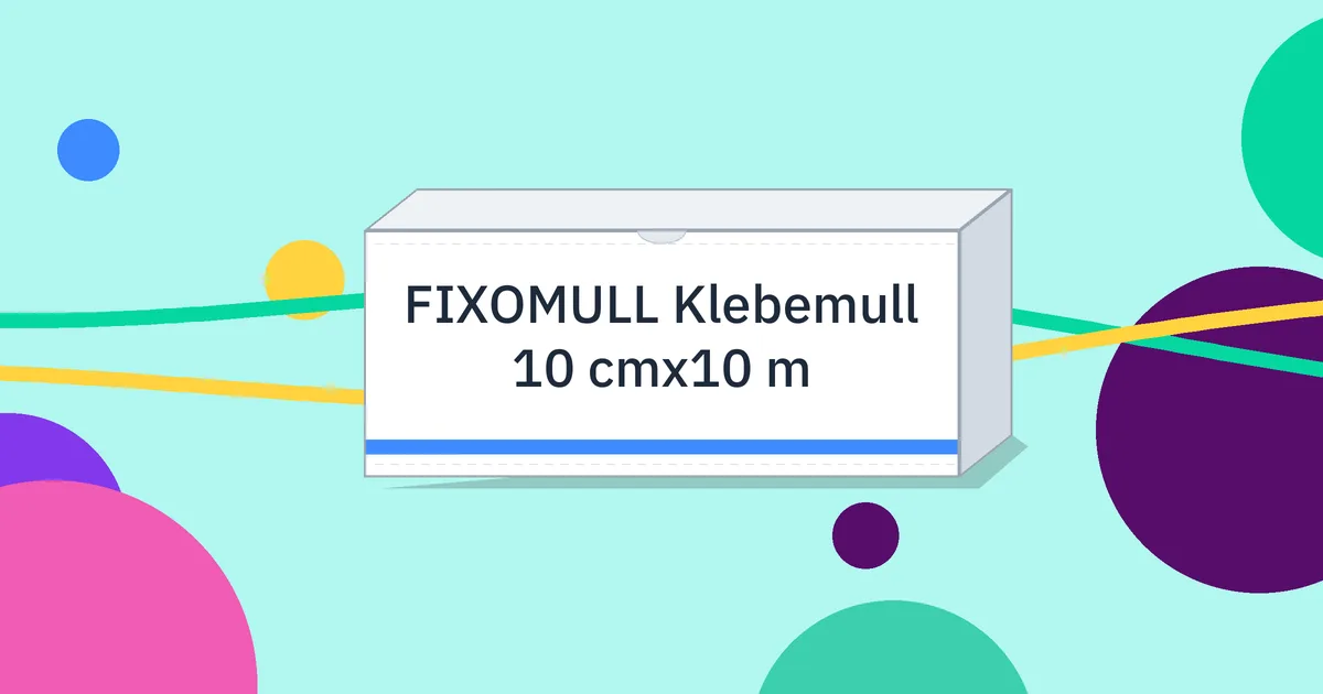 Symbolbild: Packung mit der Aufschrift FIXOMULL Klebemull 10 cmx10 m (PZN 14163415) – Verfügbarkeit und Bezug in Apotheken in Frankfurt am Main
