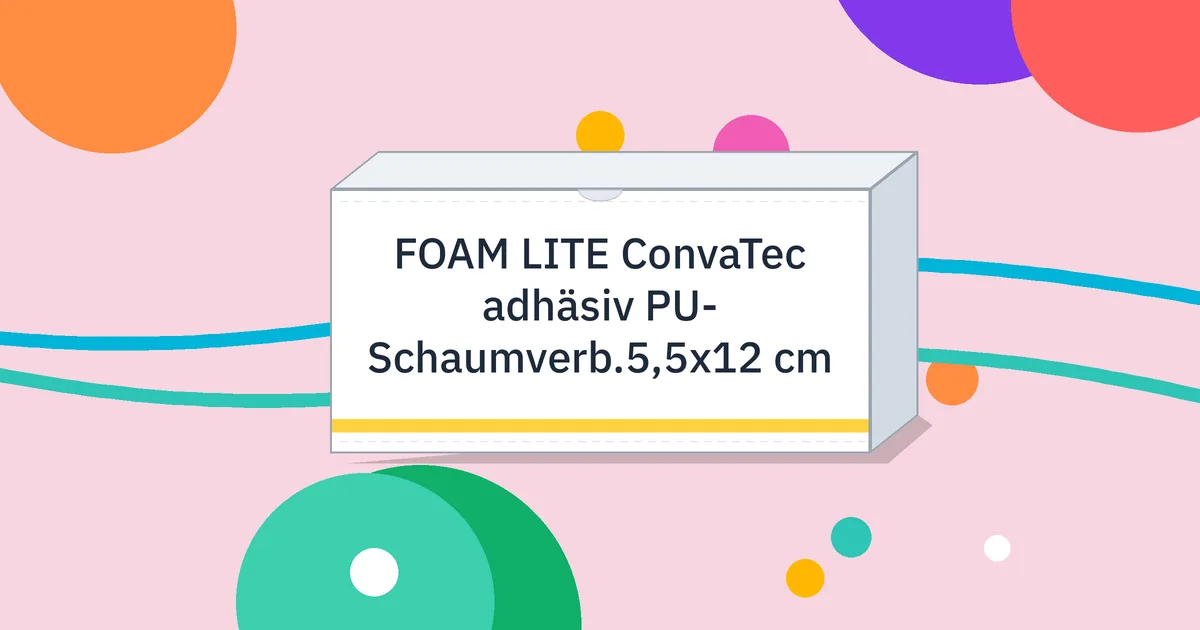 Symbolbild: Packung mit der Aufschrift FOAM LITE ConvaTec adhäsiv PU-Schaumverb.5,5x12 cm (PZN 14268841) – Verfügbarkeit und Bezug in Apotheken in Frankfurt am Main