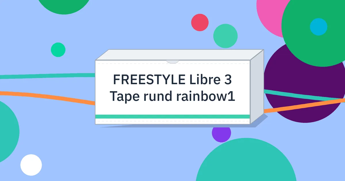 Symbolbild: Packung mit der Aufschrift FREESTYLE Libre 3 Tape rund rainbow1 (PZN 18178253) – Verfügbarkeit und Bezug in Apotheken in Frankfurt am Main