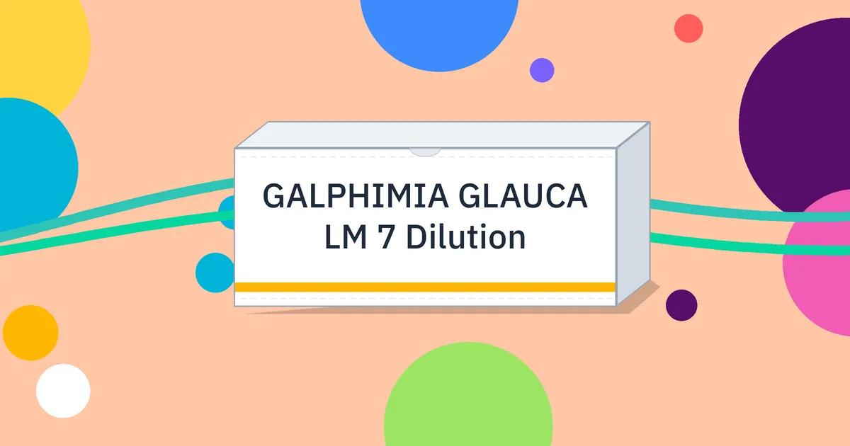 Symbolbild: Packung mit der Aufschrift GALPHIMIA GLAUCA LM 7 Dilution (PZN 12875258) – Verfügbarkeit und Bezug in Apotheken in Frankfurt am Main