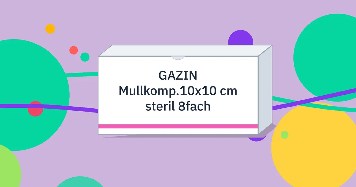 Symbolbild: Packung mit der Aufschrift GAZIN Mullkomp.10x10 cm steril 8fach (PZN 20141263) – Verfügbarkeit und Bezug in Apotheken in Frankfurt am Main