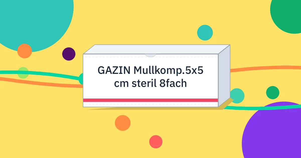 Symbolbild: Packung mit der Aufschrift GAZIN Mullkomp.5x5 cm steril 8fach (PZN 03449002) – Verfügbarkeit und Bezug in Apotheken in Frankfurt am Main