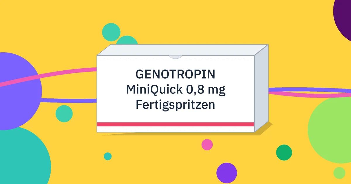 Symbolbild: Packung mit der Aufschrift GENOTROPIN MiniQuick 0,8 mg Fertigspritzen (PZN 03001052) – Verfügbarkeit und Bezug in Apotheken in Frankfurt am Main