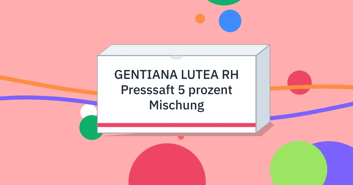 Symbolbild: Packung mit der Aufschrift GENTIANA LUTEA RH Presssaft 5 prozent Mischung (PZN 01630217) – Verfügbarkeit und Bezug in Apotheken in Frankfurt am Main
