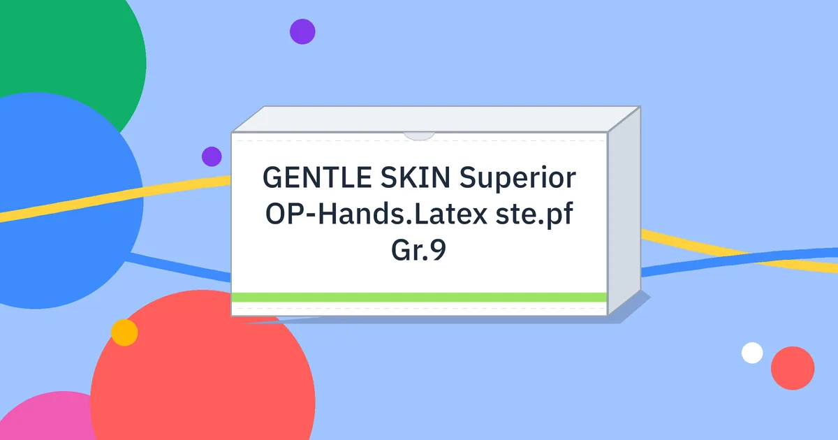 Symbolbild: Packung mit der Aufschrift GENTLE SKIN Superior OP-Hands.Latex ste.pf Gr.9 (PZN 18041985) – Verfügbarkeit und Bezug in Apotheken in Frankfurt am Main