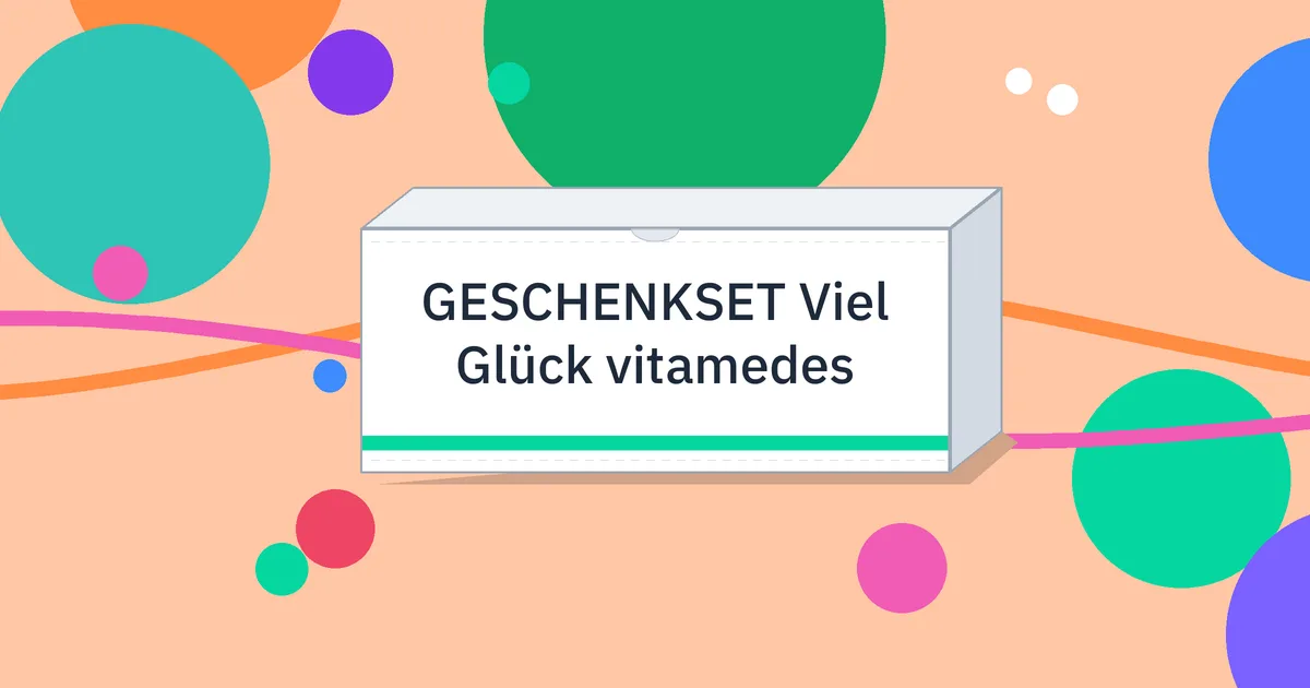 Symbolbild: Packung mit der Aufschrift GESCHENKSET Viel Glück vitamedes (PZN 20082336) – Verfügbarkeit und Bezug in Apotheken in Frankfurt am Main