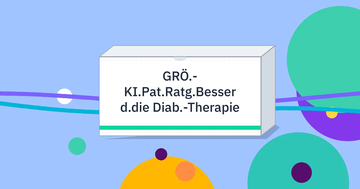 Symbolbild: Packung mit der Aufschrift GRÖ.-KI.Pat.Ratg.Besser d.die Diab.-Therapie (PZN 11535106) – Verfügbarkeit und Bezug in Apotheken in Frankfurt am Main