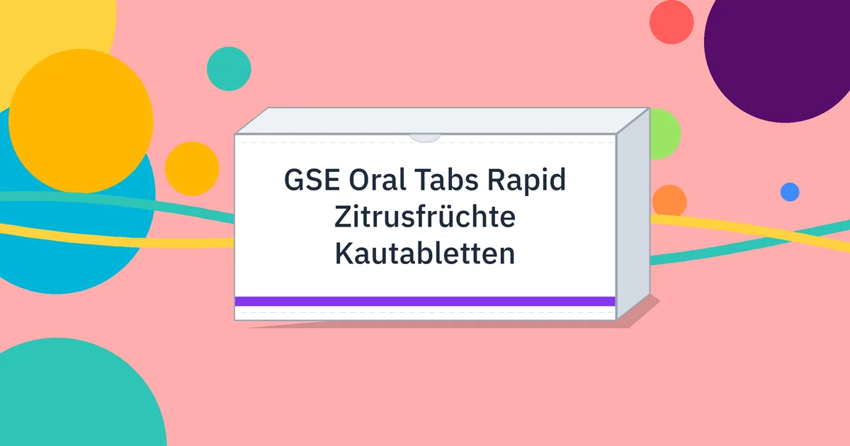 Symbolbild: Packung mit der Aufschrift GSE Oral Tabs Rapid Zitrusfrüchte Kautabletten (PZN 19743063) – Verfügbarkeit und Bezug in Apotheken in Frankfurt am Main