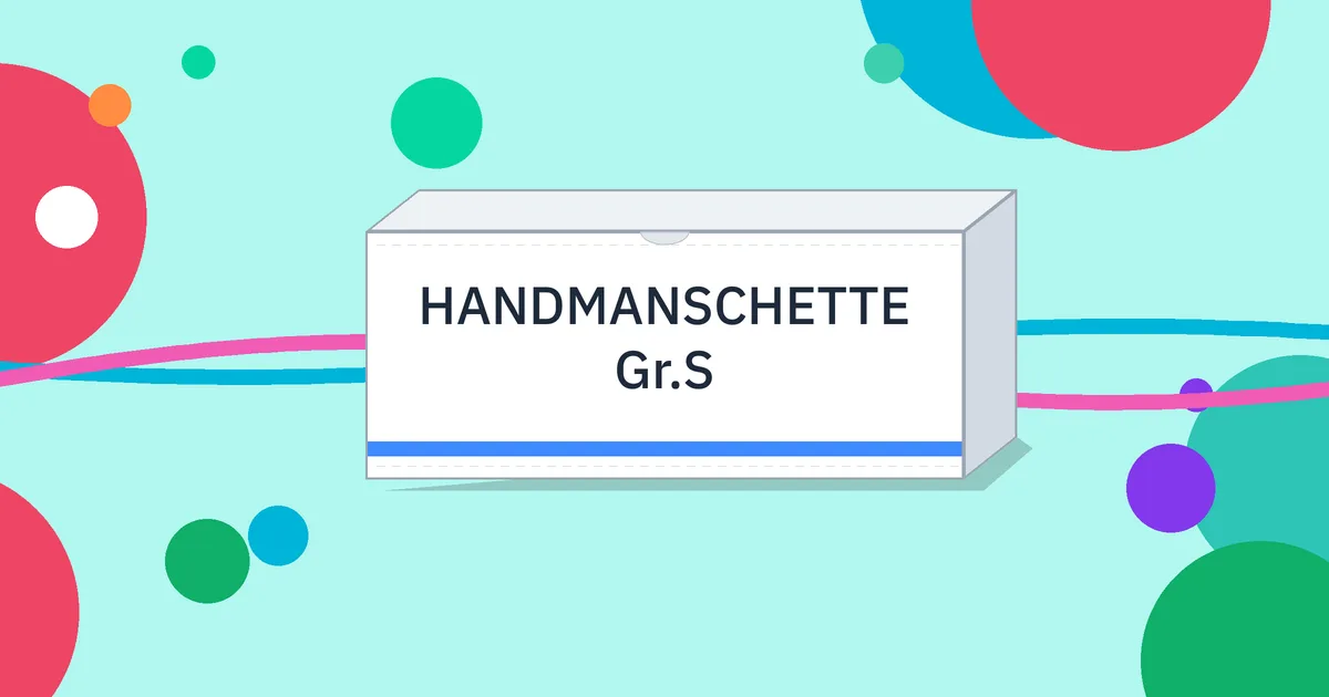 Symbolbild: Packung mit der Aufschrift HANDMANSCHETTE Gr.S (PZN 11576909) – Verfügbarkeit und Bezug in Apotheken in Frankfurt am Main