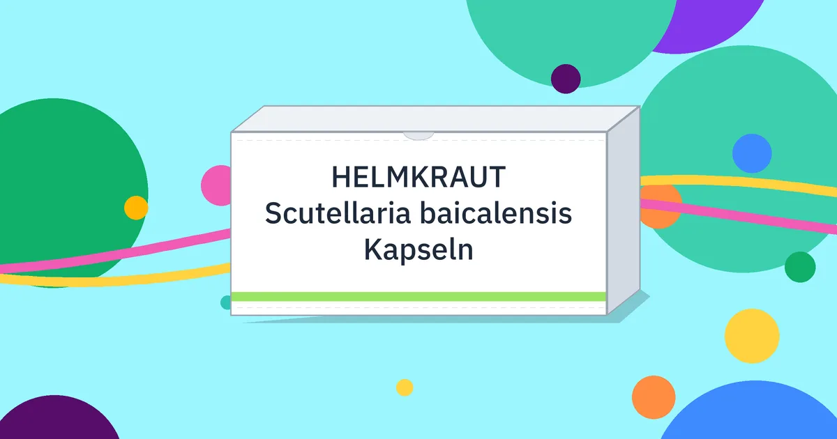 Symbolbild: Packung mit der Aufschrift HELMKRAUT Scutellaria baicalensis Kapseln (PZN 17928864) – Verfügbarkeit und Bezug in Apotheken in Frankfurt am Main