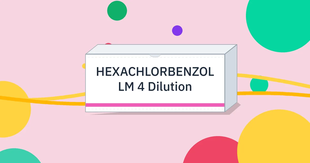 Symbolbild: Packung mit der Aufschrift HEXACHLORBENZOL LM 4 Dilution (PZN 12888717) – Verfügbarkeit und Bezug in Apotheken in Frankfurt am Main
