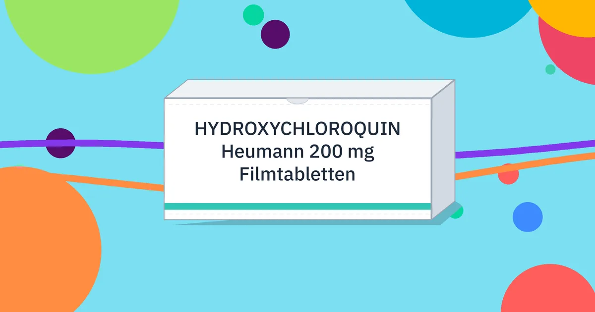 Symbolbild: Packung mit der Aufschrift HYDROXYCHLOROQUIN Heumann 200 mg Filmtabletten (PZN 14278207) – Verfügbarkeit und Bezug in Apotheken in Frankfurt am Main