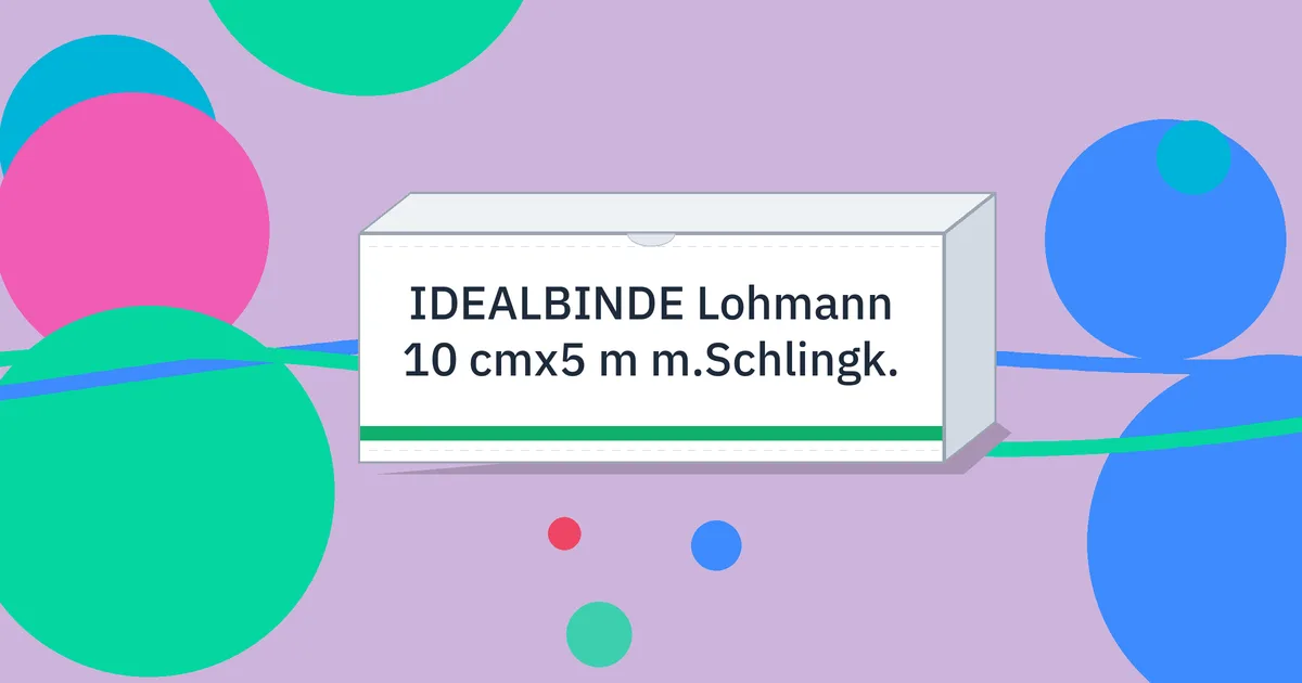Symbolbild: Packung mit der Aufschrift IDEALBINDE Lohmann 10 cmx5 m m.Schlingk. (PZN 15998464) – Verfügbarkeit und Bezug in Apotheken in Frankfurt am Main