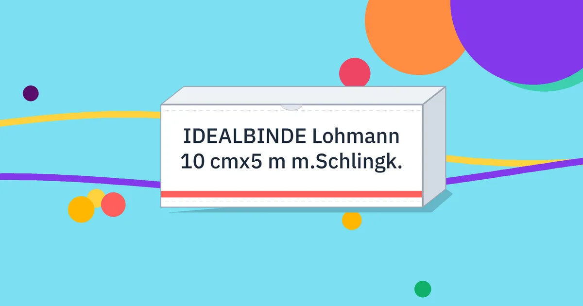 Symbolbild: Packung mit der Aufschrift IDEALBINDE Lohmann 10 cmx5 m m.Schlingk. (PZN 19763114) – Verfügbarkeit und Bezug in Apotheken in Frankfurt am Main