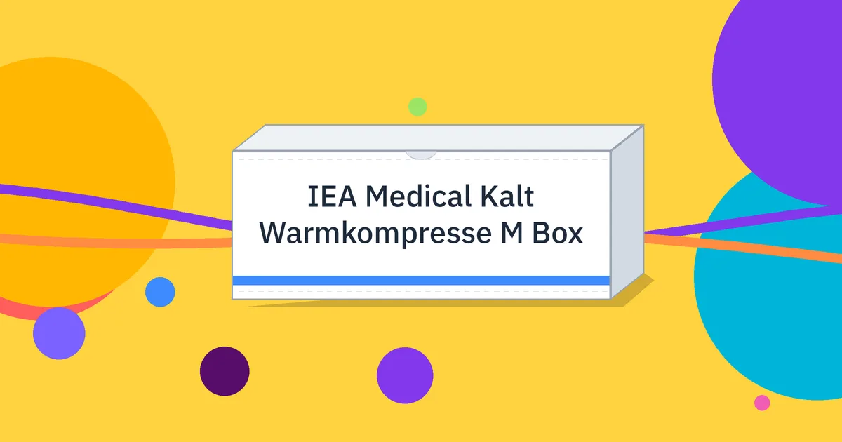 Symbolbild: Packung mit der Aufschrift IEA Medical Kalt Warmkompresse M Box (PZN 18654788) – Verfügbarkeit und Bezug in Apotheken in Frankfurt am Main