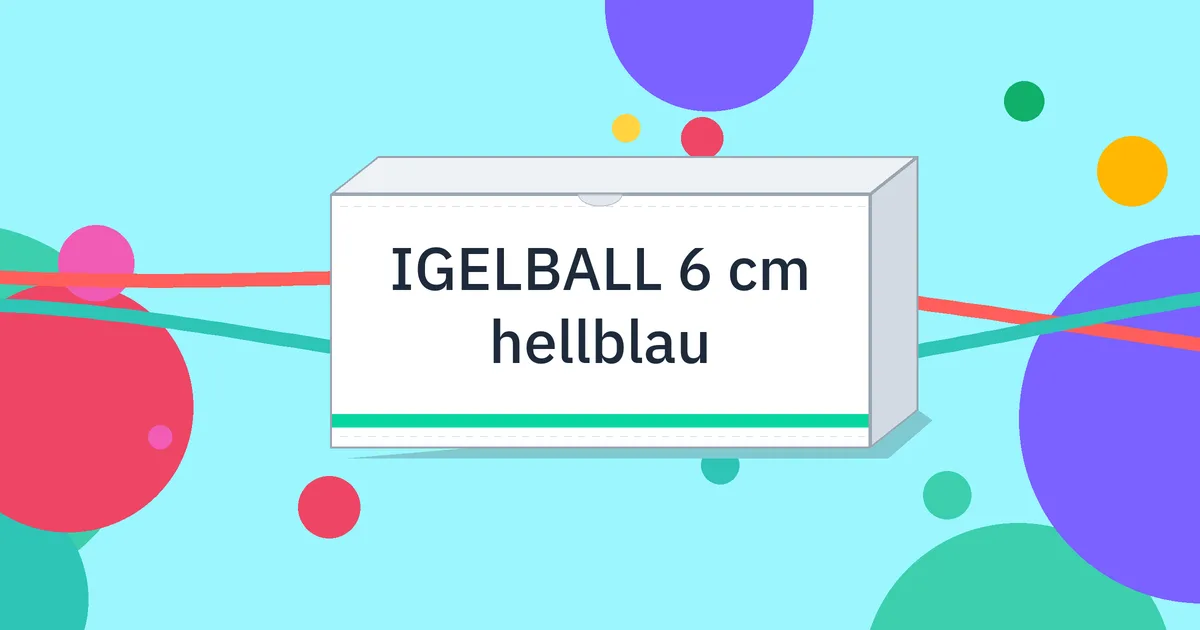 Symbolbild: Packung mit der Aufschrift IGELBALL 6 cm hellblau (PZN 17870225) – Verfügbarkeit und Bezug in Apotheken in Frankfurt am Main