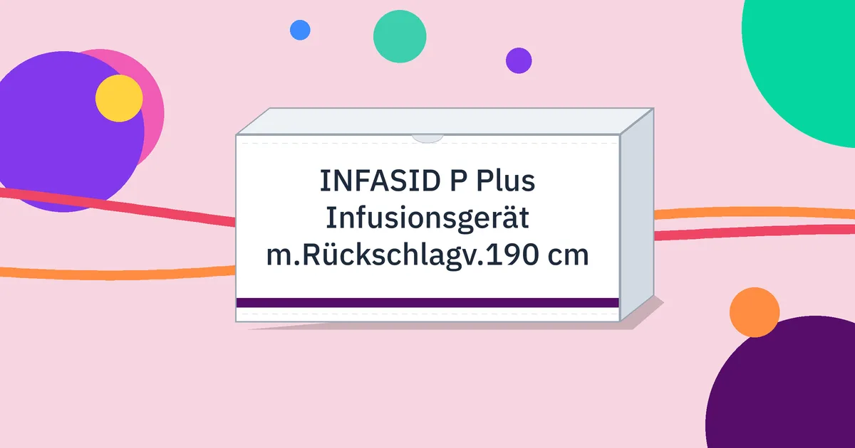 Symbolbild: Packung mit der Aufschrift INFASID P Plus Infusionsgerät m.Rückschlagv.190 cm (PZN 09312468) – Verfügbarkeit und Bezug in Apotheken in Frankfurt am Main
