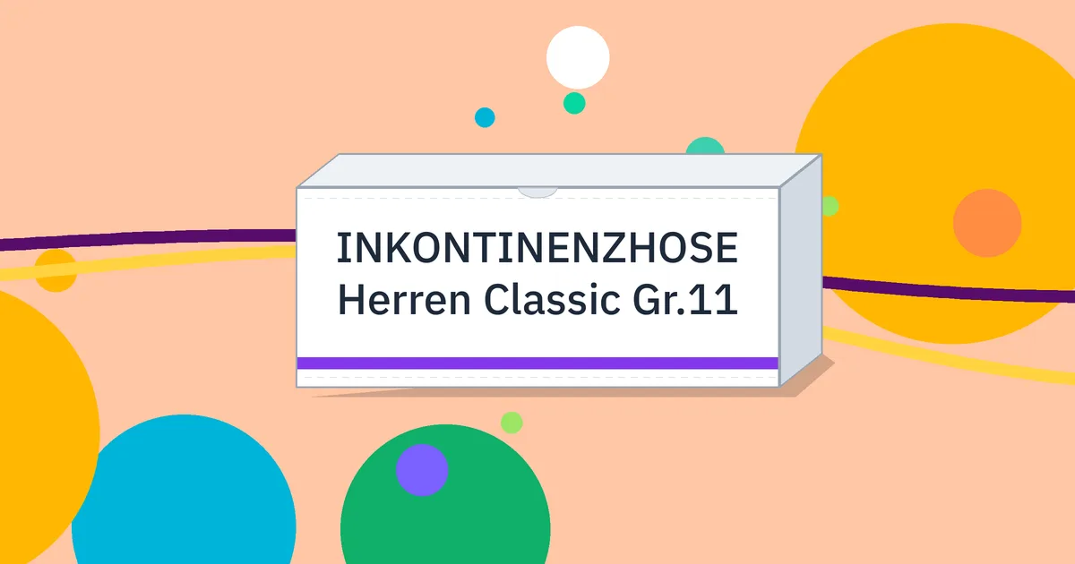 Symbolbild: Packung mit der Aufschrift INKONTINENZHOSE Herren Classic Gr.11 (PZN 02450368) – Verfügbarkeit und Bezug in Apotheken in Frankfurt am Main