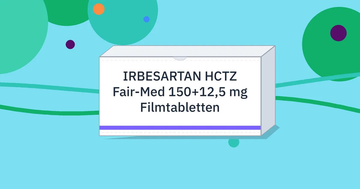 Symbolbild: Packung mit der Aufschrift IRBESARTAN HCTZ Fair-Med 150+12,5 mg Filmtabletten (PZN 14167666) – Verfügbarkeit und Bezug in Apotheken in Frankfurt am Main