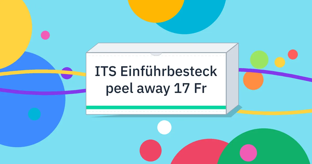 Symbolbild: Packung mit der Aufschrift ITS Einführbesteck peel away 17 Fr (PZN 11157785) – Verfügbarkeit und Bezug in Apotheken in Frankfurt am Main
