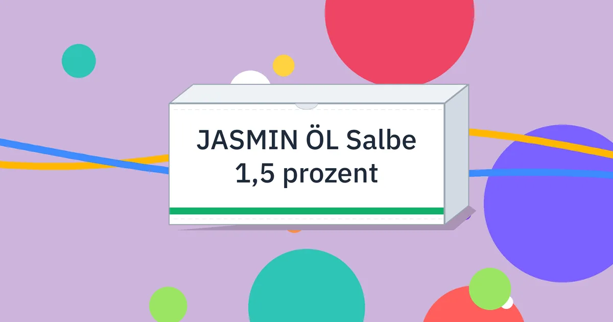 Symbolbild: Packung mit der Aufschrift JASMIN ÖL Salbe 1,5 prozent (PZN 18180020) – Verfügbarkeit und Bezug in Apotheken in Frankfurt am Main