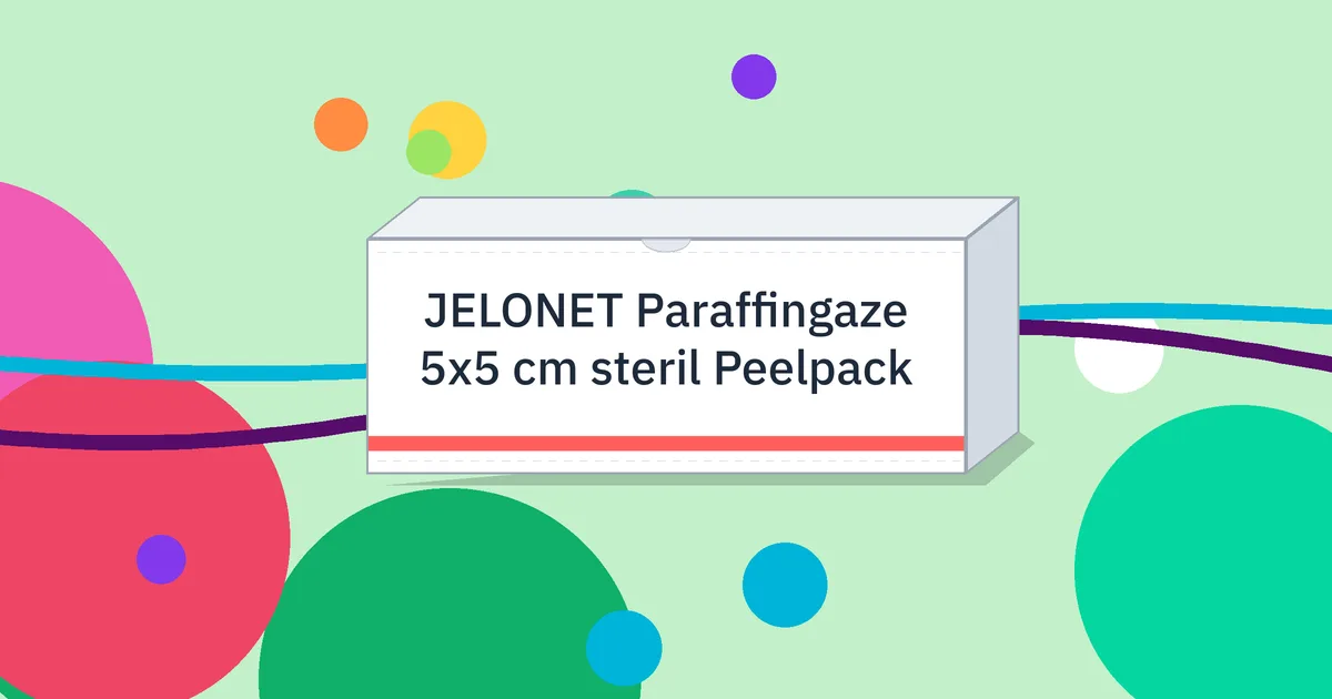 Symbolbild: Packung mit der Aufschrift JELONET Paraffingaze 5x5 cm steril Peelpack (PZN 03039534) – Verfügbarkeit und Bezug in Apotheken in Frankfurt am Main