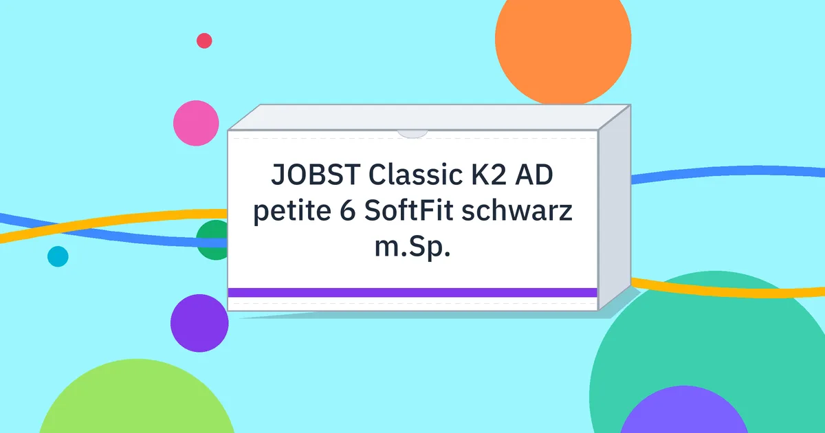 Symbolbild: Packung mit der Aufschrift JOBST Classic K2 AD petite 6 SoftFit schwarz m.Sp. (PZN 14222916) – Verfügbarkeit und Bezug in Apotheken in Frankfurt am Main