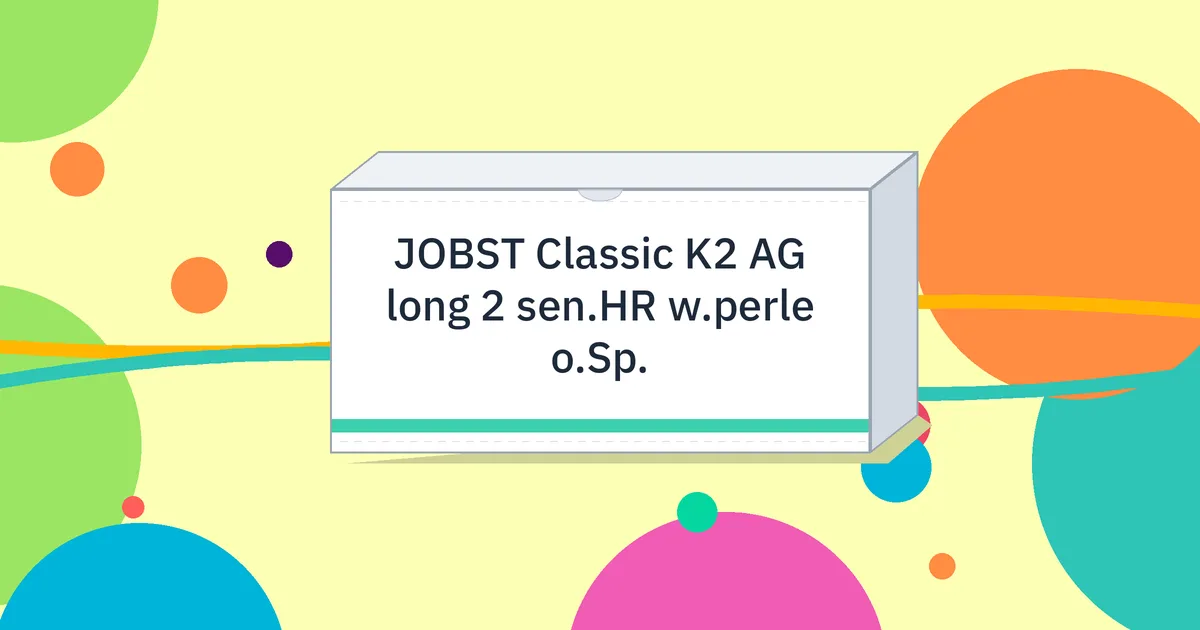 Symbolbild: Packung mit der Aufschrift JOBST Classic K2 AG long 2 sen.HR w.perle o.Sp. (PZN 17959304) – Verfügbarkeit und Bezug in Apotheken in Frankfurt am Main
