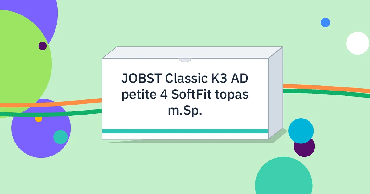 Symbolbild: Packung mit der Aufschrift JOBST Classic K3 AD petite 4 SoftFit topas m.Sp. (PZN 14223608) – Verfügbarkeit und Bezug in Apotheken in Frankfurt am Main