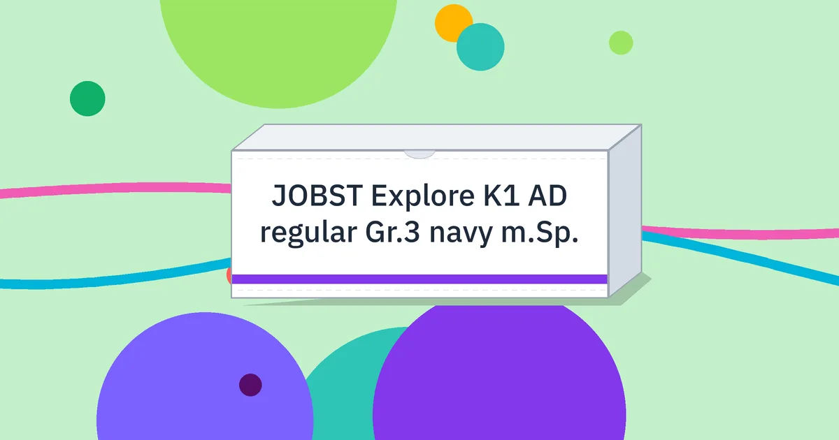 Symbolbild: Packung mit der Aufschrift JOBST Explore K1 AD regular Gr.3 navy m.Sp. (PZN 11021637) – Verfügbarkeit und Bezug in Apotheken in Frankfurt am Main