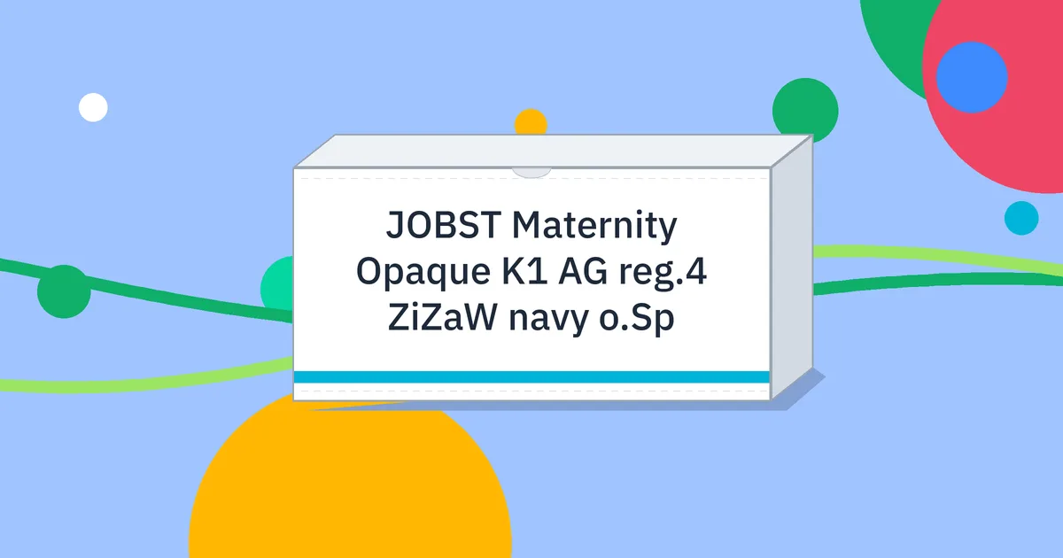Symbolbild: Packung mit der Aufschrift JOBST Maternity Opaque K1 AG reg.4 ZiZaW navy o.Sp (PZN 15859461) – Verfügbarkeit und Bezug in Apotheken in Frankfurt am Main
