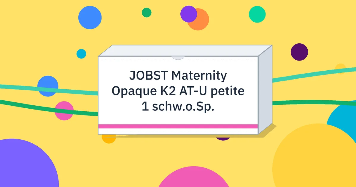 Symbolbild: Packung mit der Aufschrift JOBST Maternity Opaque K2 AT-U petite 1 schw.o.Sp. (PZN 15854110) – Verfügbarkeit und Bezug in Apotheken in Frankfurt am Main