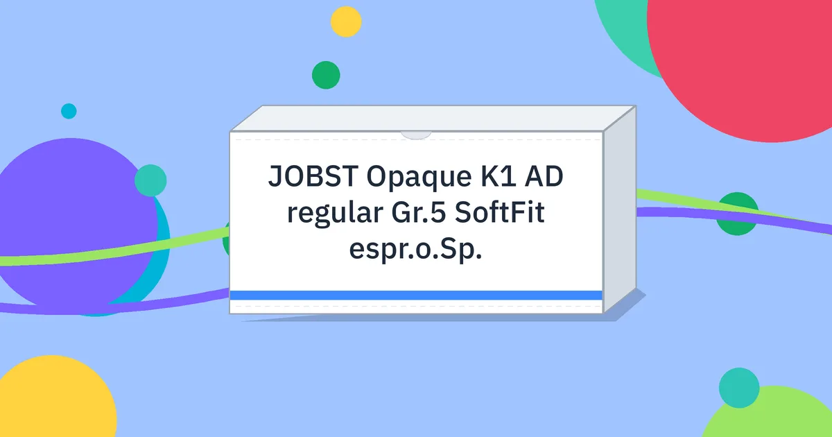 Symbolbild: Packung mit der Aufschrift JOBST Opaque K1 AD regular Gr.5 SoftFit espr.o.Sp. (PZN 16263380) – Verfügbarkeit und Bezug in Apotheken in Frankfurt am Main