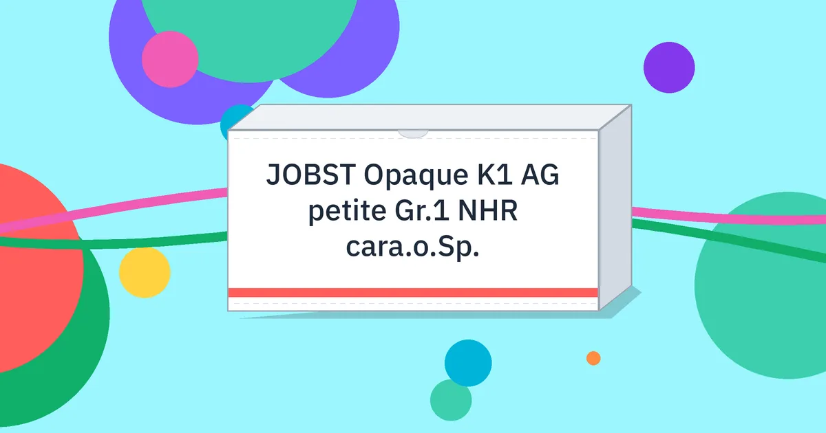 Symbolbild: Packung mit der Aufschrift JOBST Opaque K1 AG petite Gr.1 NHR cara.o.Sp. (PZN 13088048) – Verfügbarkeit und Bezug in Apotheken in Frankfurt am Main