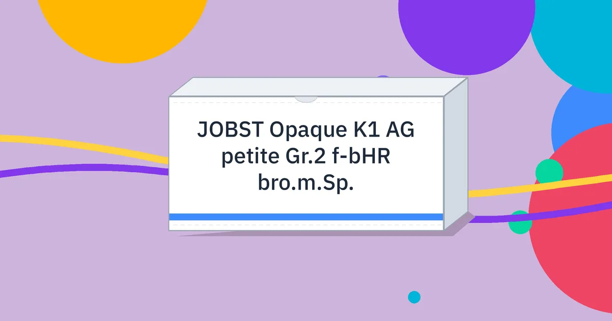 Symbolbild: Packung mit der Aufschrift JOBST Opaque K1 AG petite Gr.2 f-bHR bro.m.Sp. (PZN 13083418) – Verfügbarkeit und Bezug in Apotheken in Frankfurt am Main