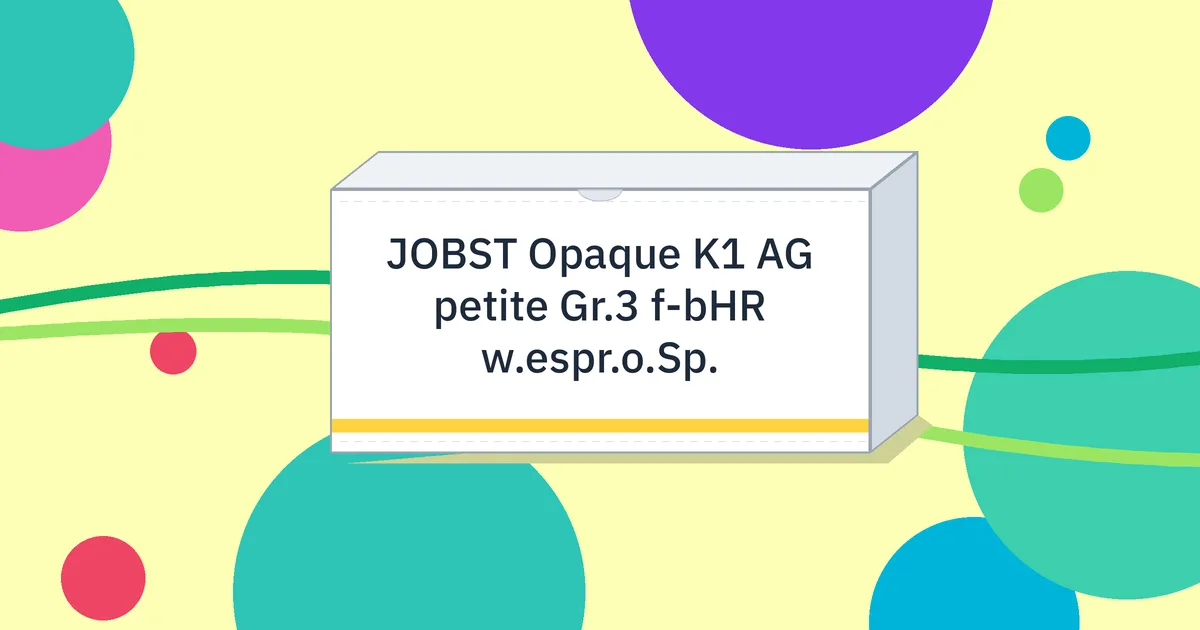 Symbolbild: Packung mit der Aufschrift JOBST Opaque K1 AG petite Gr.3 f-bHR w.espr.o.Sp. (PZN 16270842) – Verfügbarkeit und Bezug in Apotheken in Frankfurt am Main
