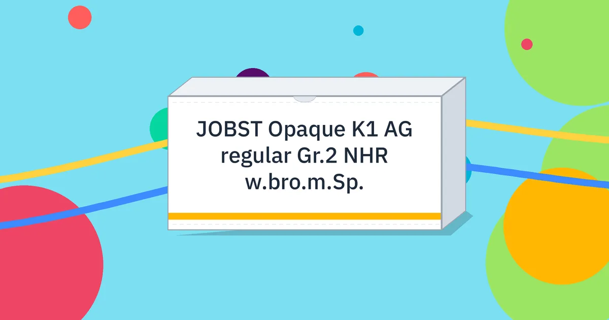 Symbolbild: Packung mit der Aufschrift JOBST Opaque K1 AG regular Gr.2 NHR w.bro.m.Sp. (PZN 13091754) – Verfügbarkeit und Bezug in Apotheken in Frankfurt am Main
