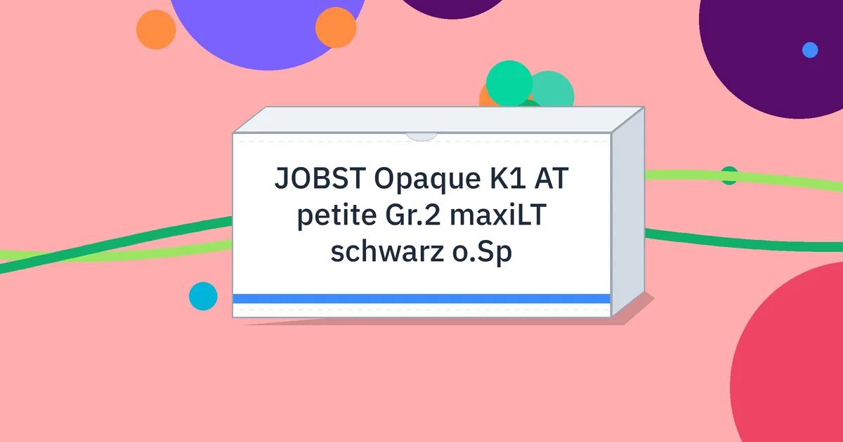 Symbolbild: Packung mit der Aufschrift JOBST Opaque K1 AT petite Gr.2 maxiLT schwarz o.Sp (PZN 13103345) – Verfügbarkeit und Bezug in Apotheken in Frankfurt am Main