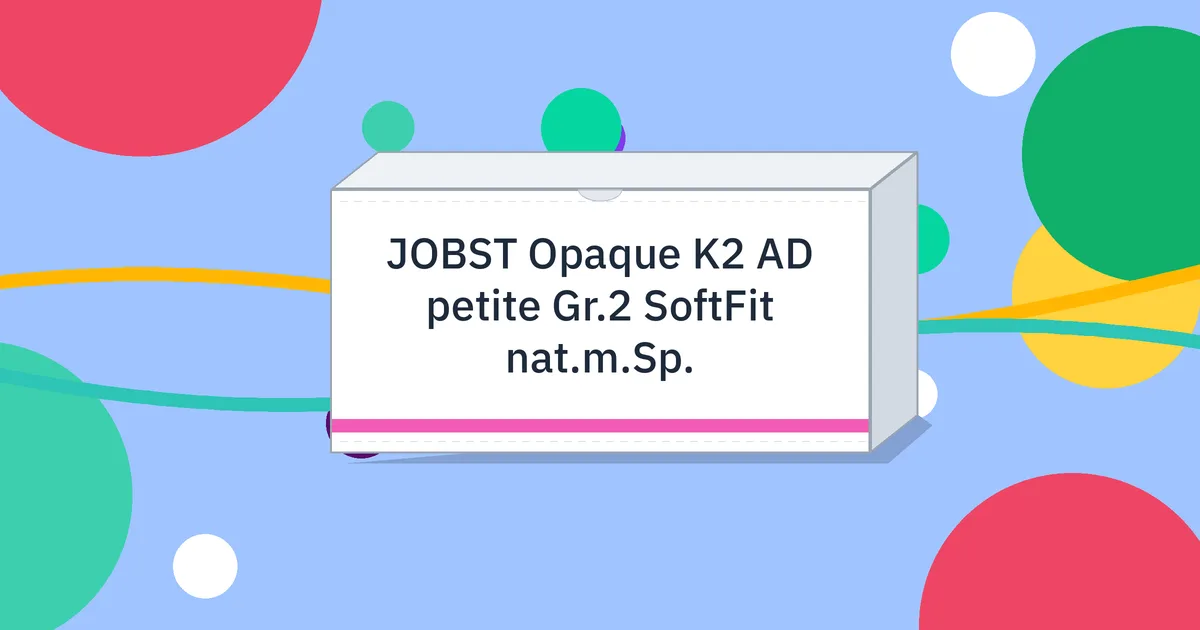 Symbolbild: Packung mit der Aufschrift JOBST Opaque K2 AD petite Gr.2 SoftFit nat.m.Sp. (PZN 11250527) – Verfügbarkeit und Bezug in Apotheken in Frankfurt am Main