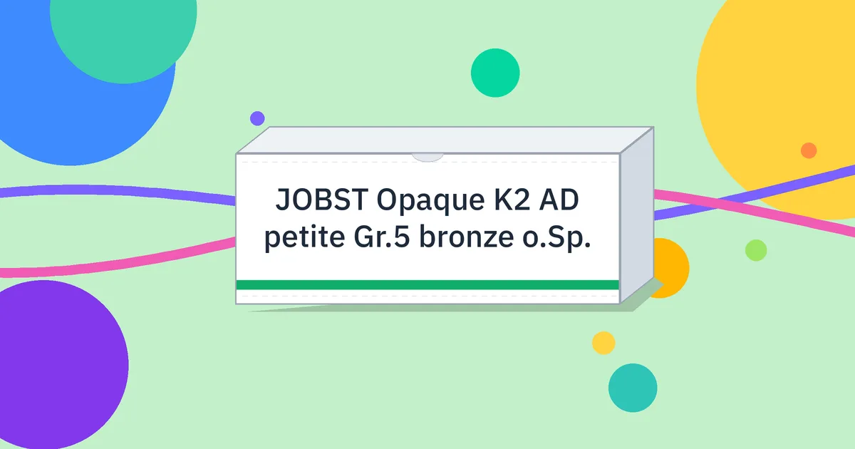 Symbolbild: Packung mit der Aufschrift JOBST Opaque K2 AD petite Gr.5 bronze o.Sp. (PZN 13109483) – Verfügbarkeit und Bezug in Apotheken in Frankfurt am Main