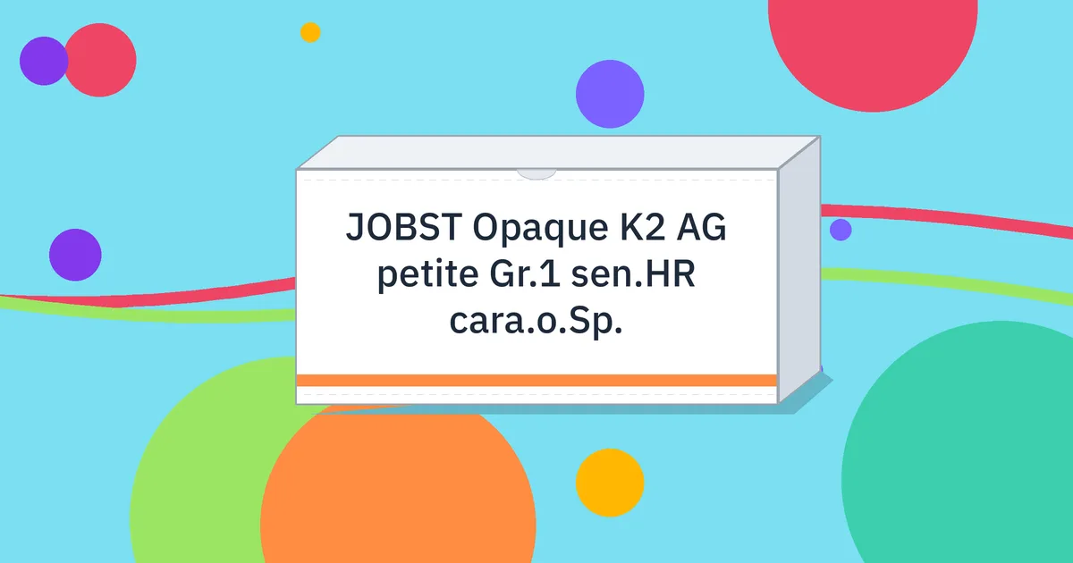 Symbolbild: Packung mit der Aufschrift JOBST Opaque K2 AG petite Gr.1 sen.HR cara.o.Sp. (PZN 12142277) – Verfügbarkeit und Bezug in Apotheken in Frankfurt am Main