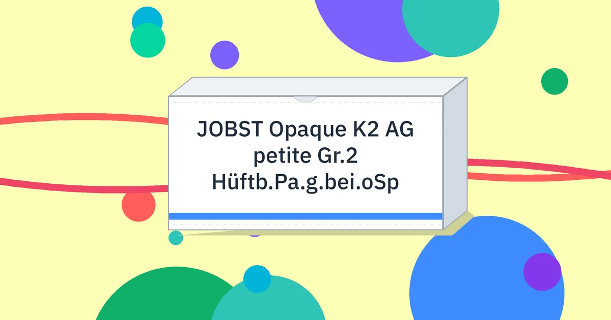 Symbolbild: Packung mit der Aufschrift JOBST Opaque K2 AG petite Gr.2 Hüftb.Pa.g.bei.oSp (PZN 16287943) – Verfügbarkeit und Bezug in Apotheken in Frankfurt am Main