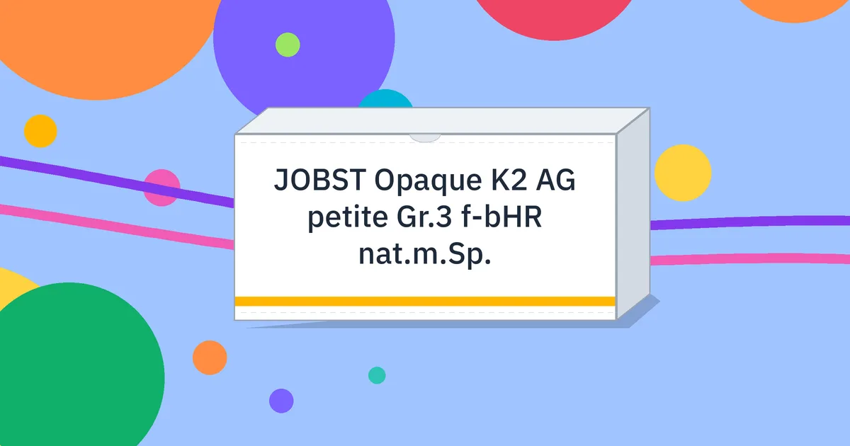 Symbolbild: Packung mit der Aufschrift JOBST Opaque K2 AG petite Gr.3 f-bHR nat.m.Sp. (PZN 10723774) – Verfügbarkeit und Bezug in Apotheken in Frankfurt am Main