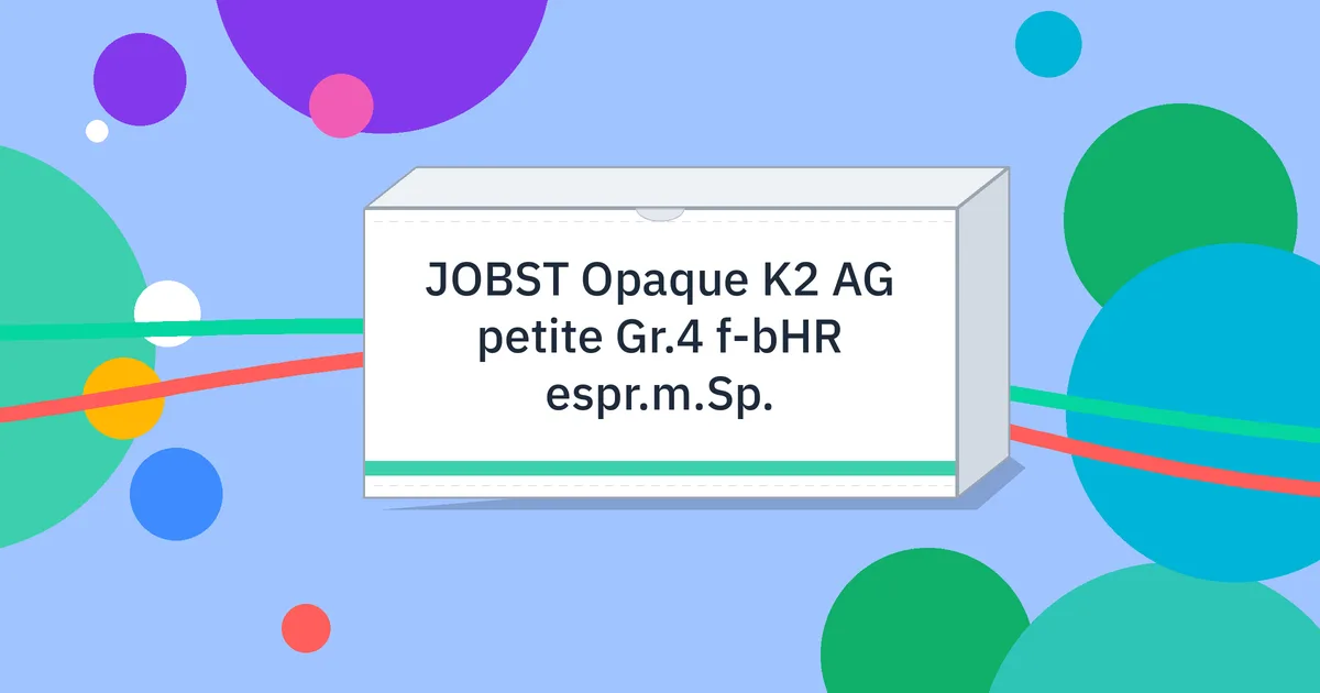 Symbolbild: Packung mit der Aufschrift JOBST Opaque K2 AG petite Gr.4 f-bHR espr.m.Sp. (PZN 16285370) – Verfügbarkeit und Bezug in Apotheken in Frankfurt am Main